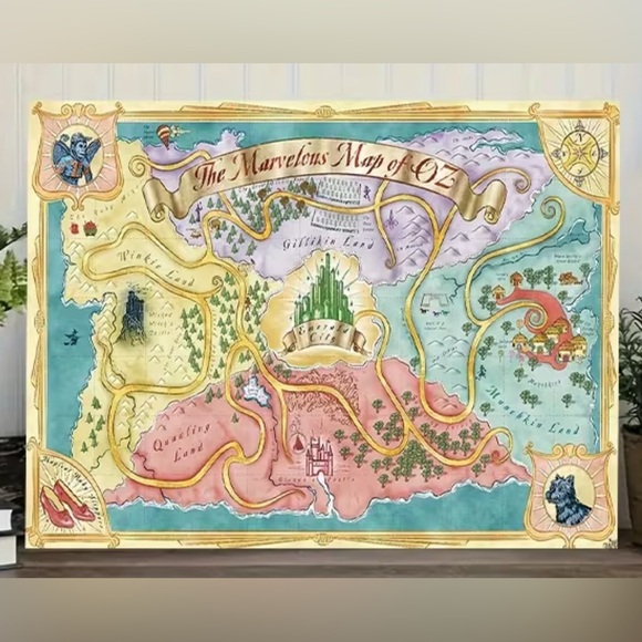 Wizard Of Oz | Wall Decor | Kraft Paper Marvelous Map Of Ozwizard Of Oz ...